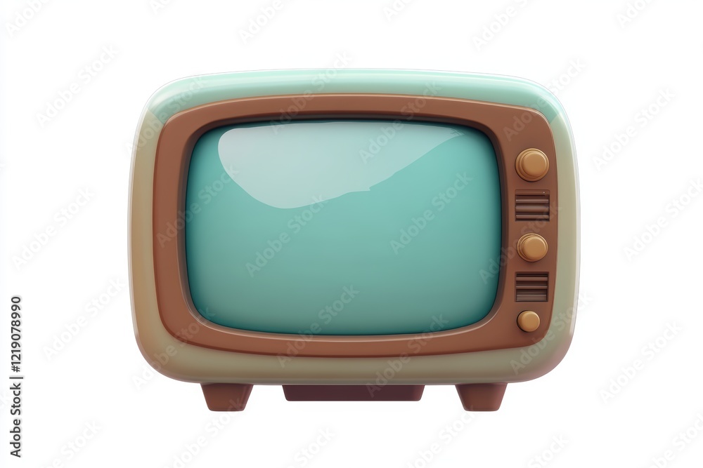 Vintage television set with a white screen on an isolated background ...