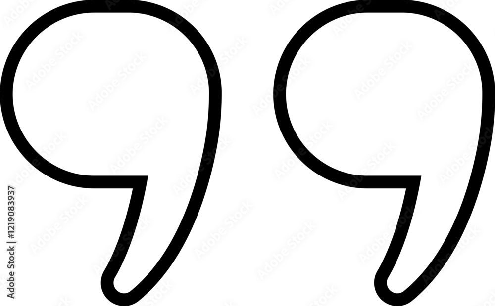 Quote commas icon in line. Quotation sign isolated on transparent ...