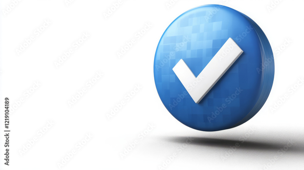 approved success symbol: blue circle 3d checkmark icon illustration ...
