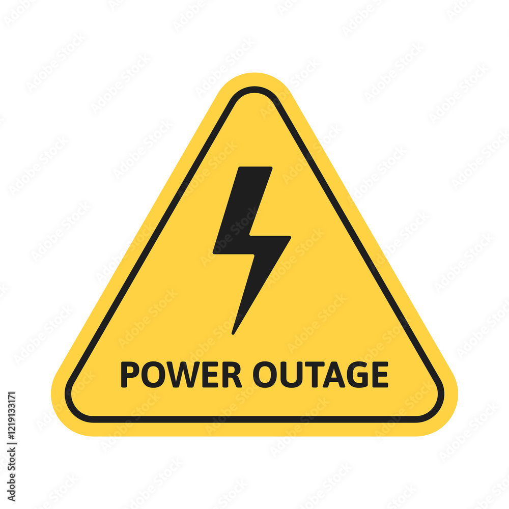 Стоковая иллюстрация «Power Outage Warning Sign With Bold Thunderbolt ...