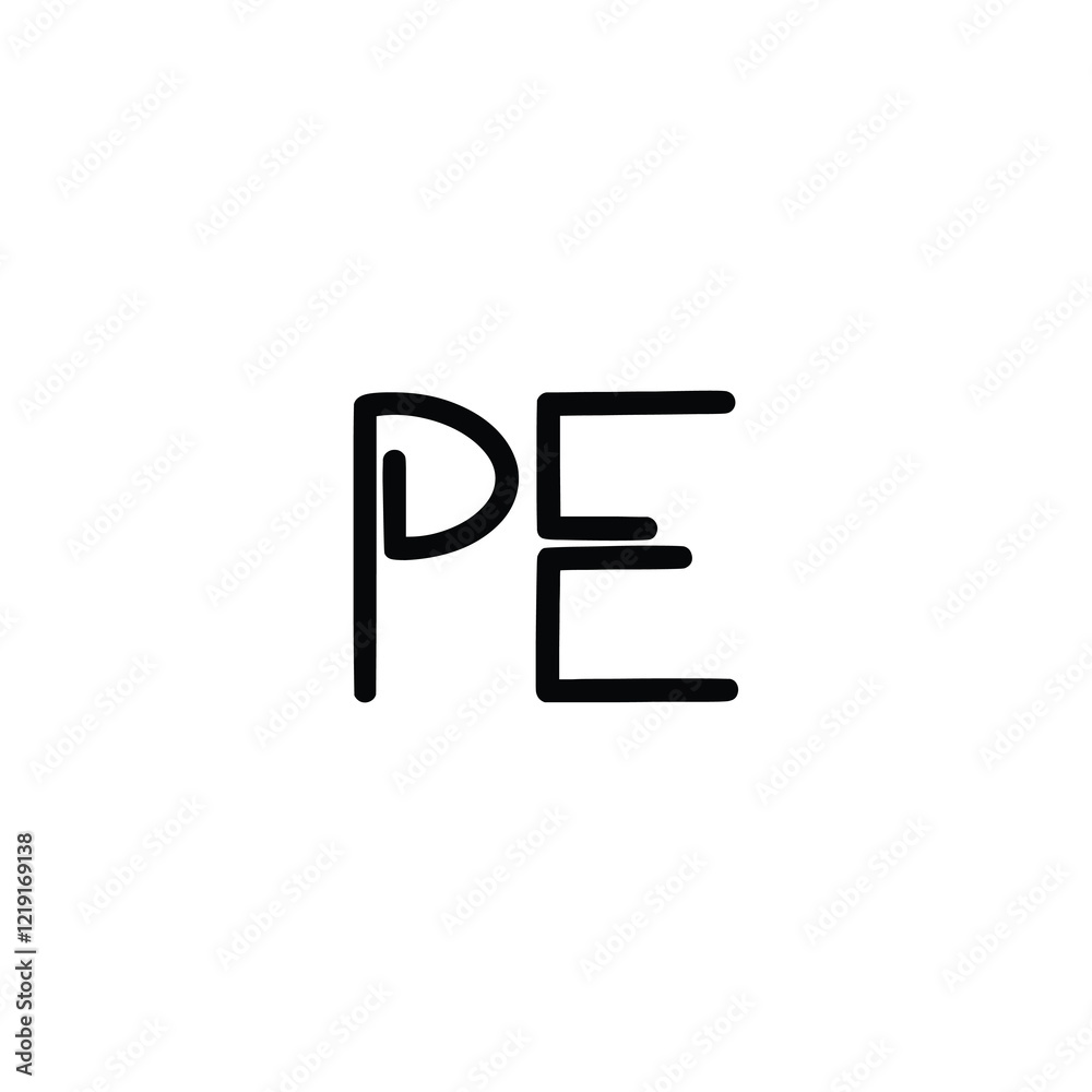 PE monogram logo design letter text name symbol monochrome logotype ...