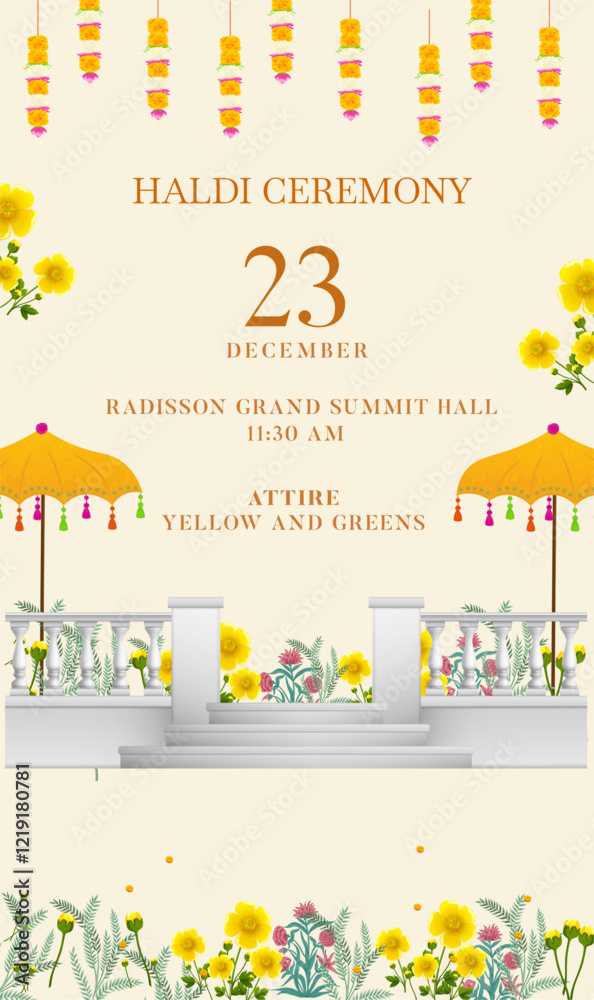 Haldi ceremony invitation design for Indian wedding functions with ...