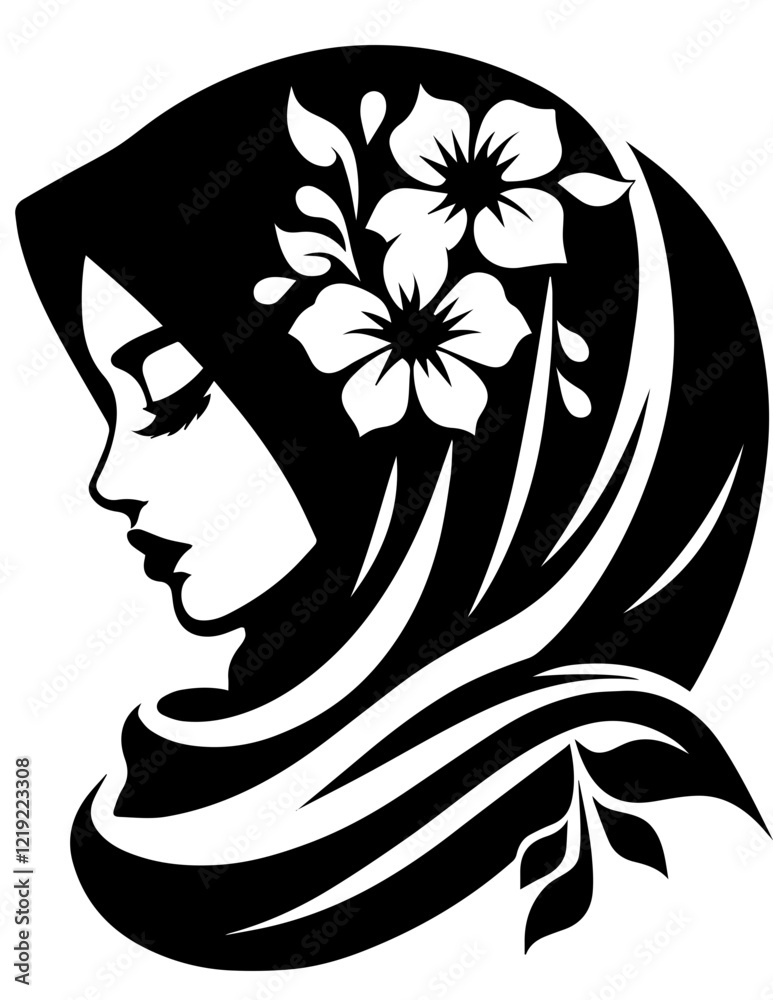 Стоковое векторное изображение «Muslim Woman SVG, Hijab Silhouette ...