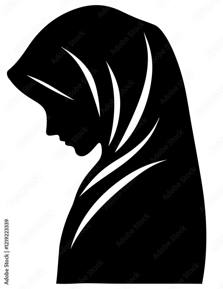 Стоковое векторное изображение «Muslim Woman SVG, Hijab Silhouette ...