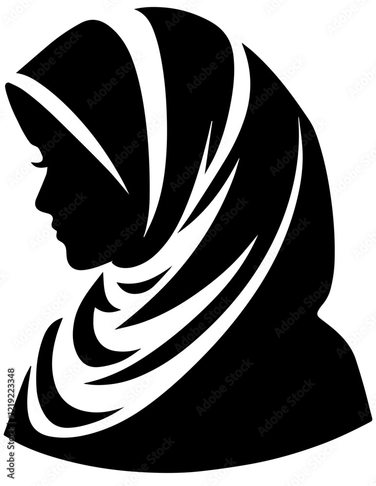 Стоковое векторное изображение «Muslim Woman SVG, Hijab Silhouette ...