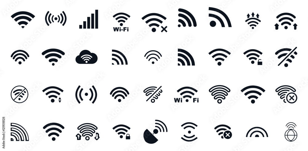 Wifi icon set, Containing online, signal, wireless, internet, computer ...