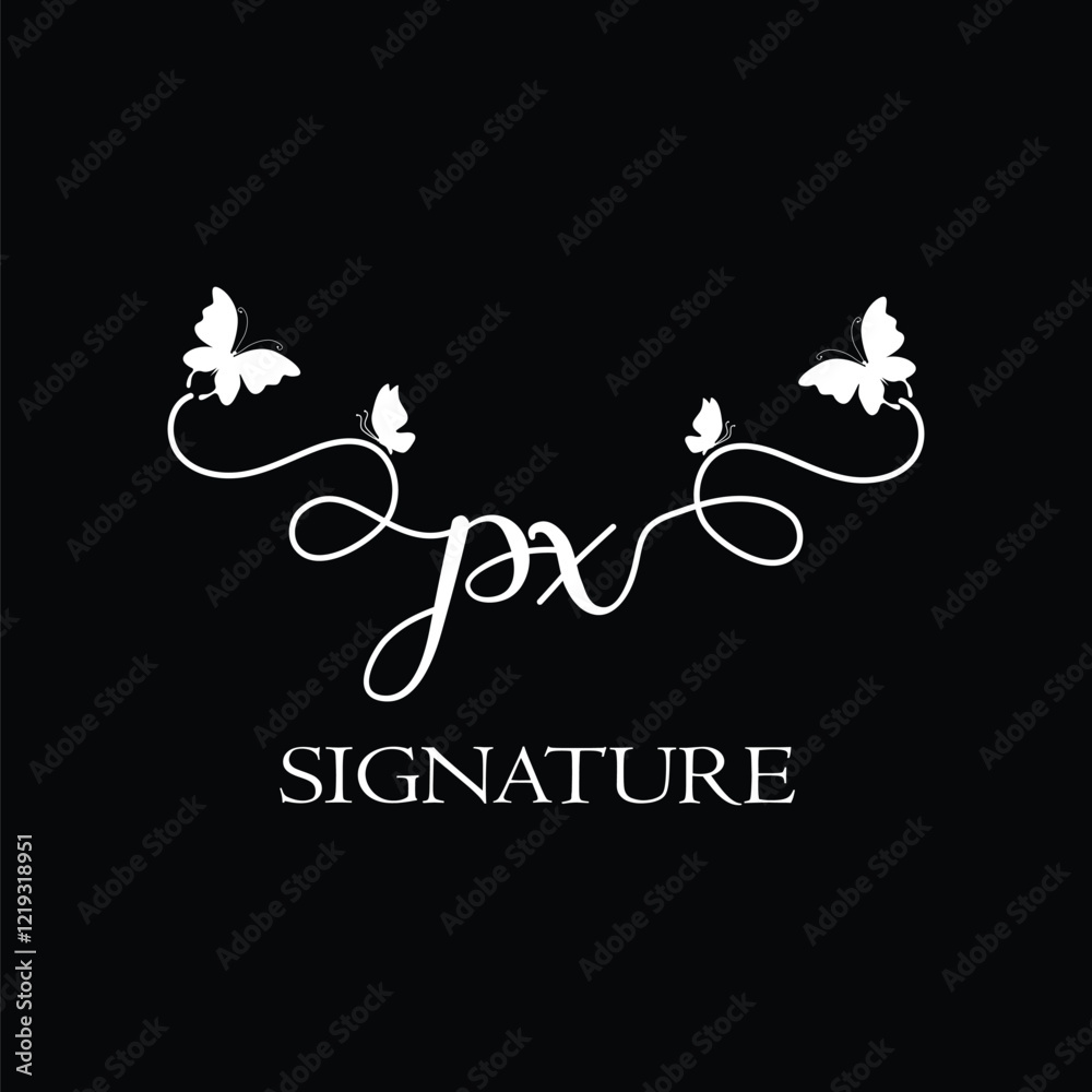 PX Handwritten initial letter, PX simple signature vector logo with ...