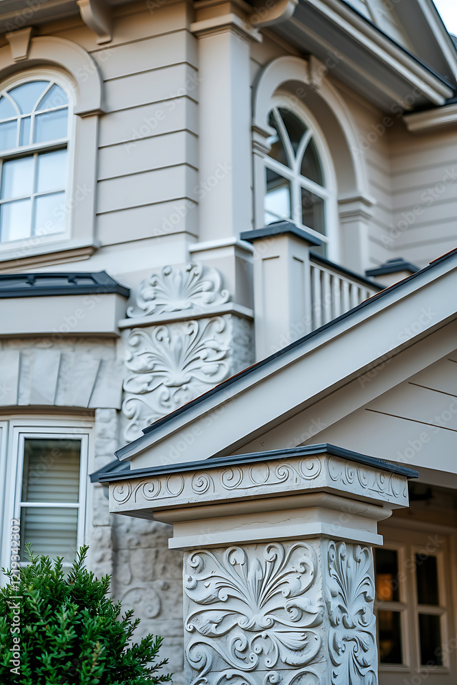 Elegant Home Exterior: Architectural Details and Design. Luxury house ...