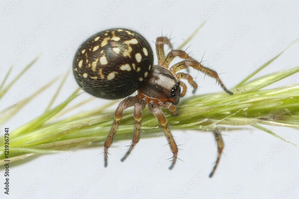 Macro Photography of a Spotted Orb Weaver Spider on a Blade of Grass ...