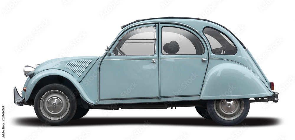 Citroen 2CV classic car side view isolated on transparent background ...