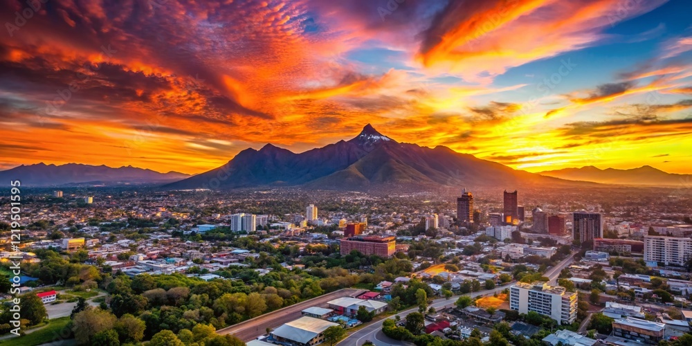 Stunning Sunrise Over Cerro De La Silla Mountain San Pedro Skyline