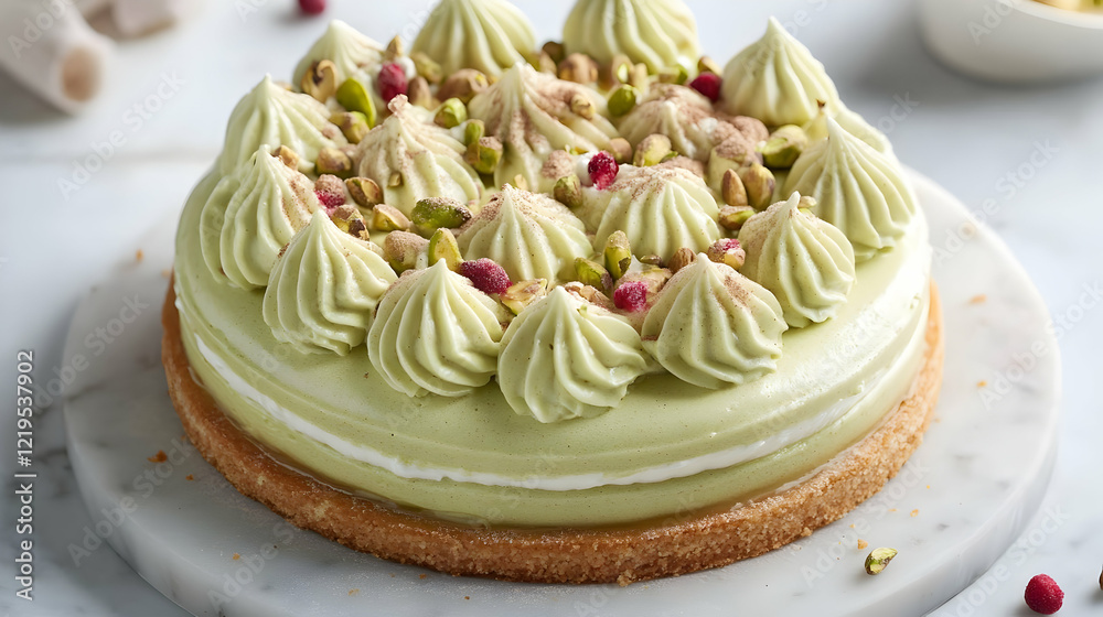 Pistachio Cream Cake: A Delicious Pastry Treat Stock Photo | Adobe Stock