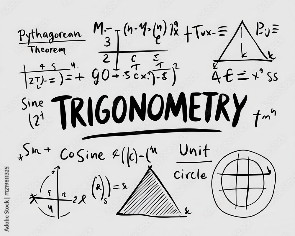 Trigonometry: A visual guide to key concepts and formulas Stock ...