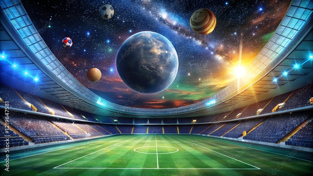 Football stadium in space Sports Cosmos Solar system Universe Infinity ...
