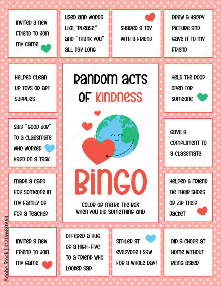 Random acts of kindness Bingo challenge for kids. Printable activity ...