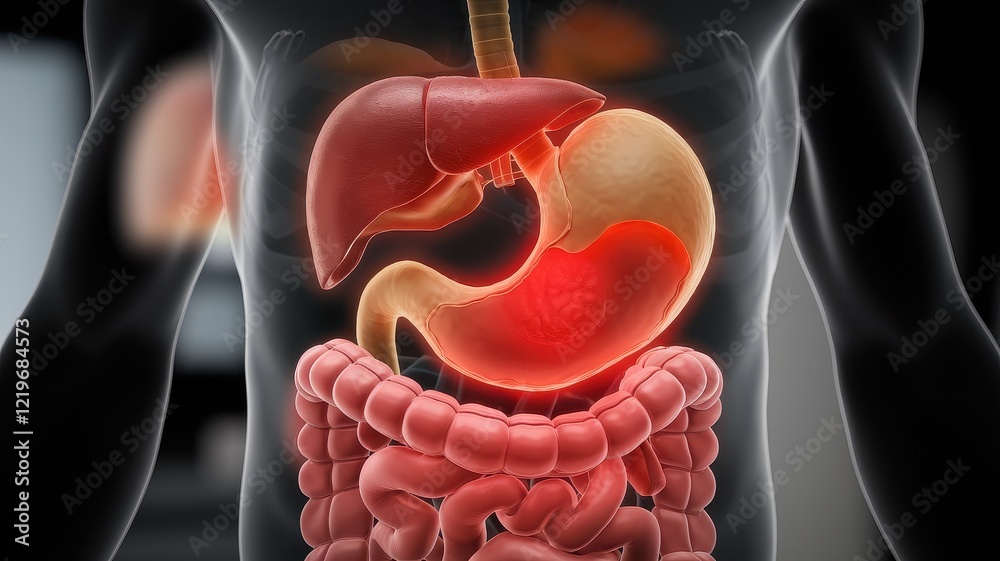 Human Digestive System Anatomy: 3D Model of Stomach, Intestines, Liver ...