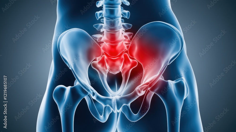 Lower Back Pain: Medical Illustration of Human Anatomy Showing ...