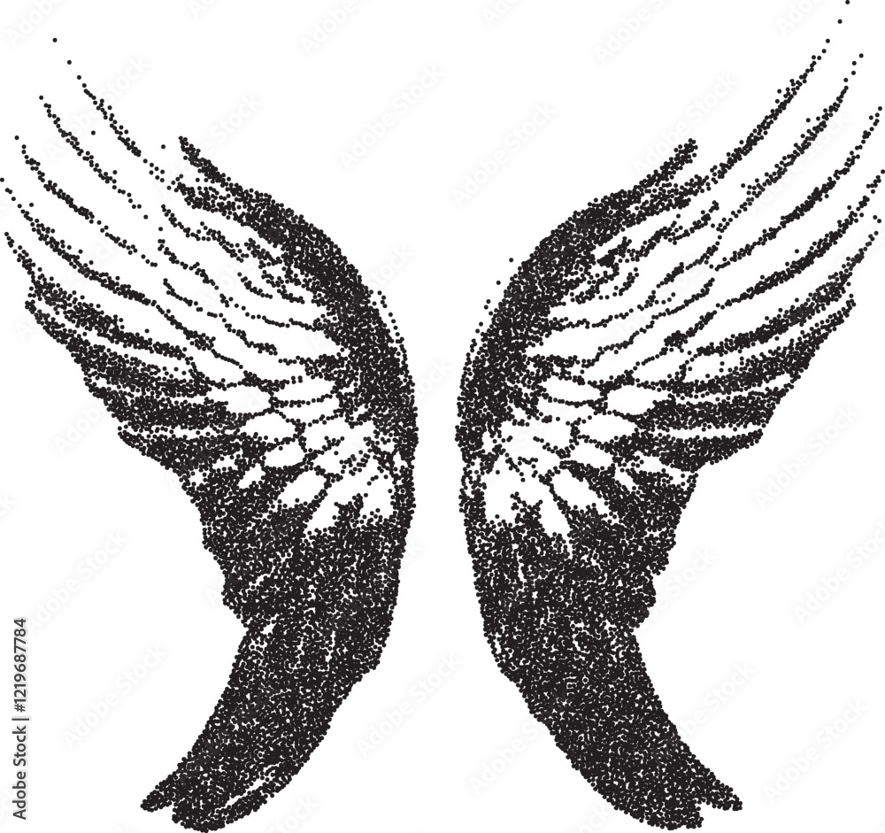 Angel vintage y2k stipple art, wings halftone stipple brutalist retro ...