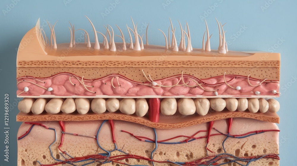 Detailed Cross-Section of Human Skin: Unveiling the Layers of the ...