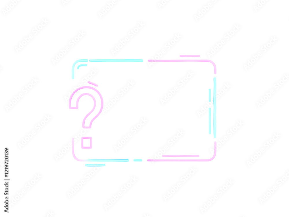 Neon quiz frame and neon question mark next to it, modern colorful ...