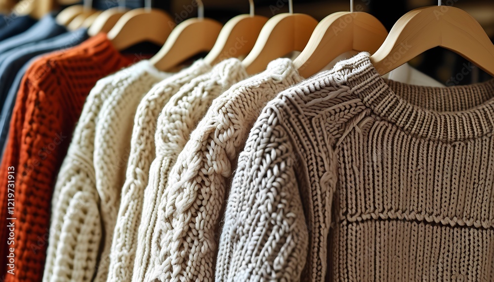 Fashion display of cozy sweaters boutique store product photography ...