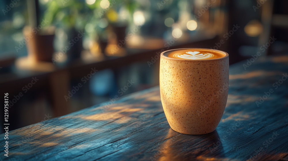 Coffee served in a creative edible cup made from compressed grain Stock ...