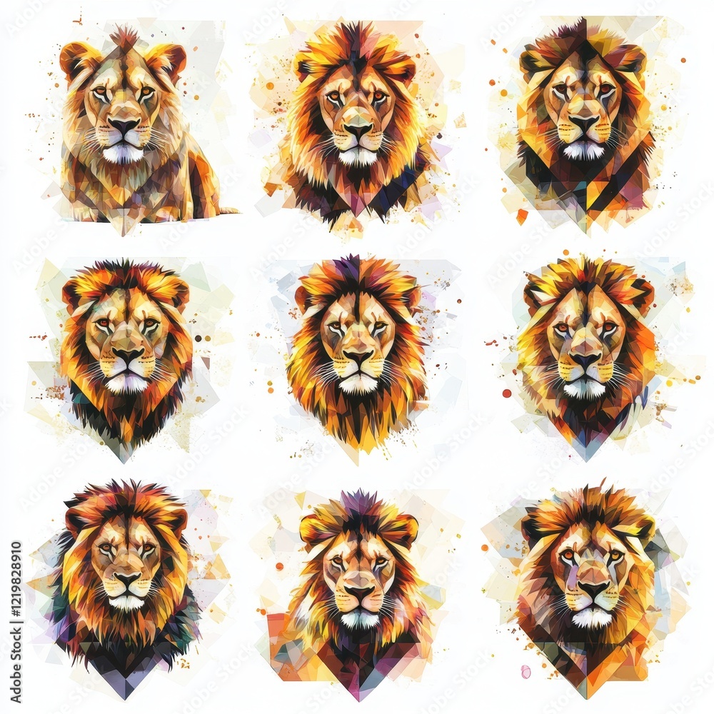 Geometric Lion Pride: A powerful collection of nine lion portraits ...