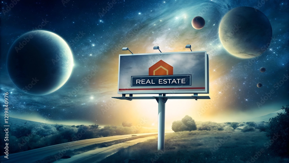 Billboard for advertising a real estate agency Space Cosmos Solar ...