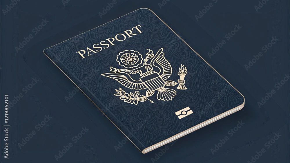 US Passport Design Dark Blue Swirl Pattern, Eagle Emblem, Travel ...