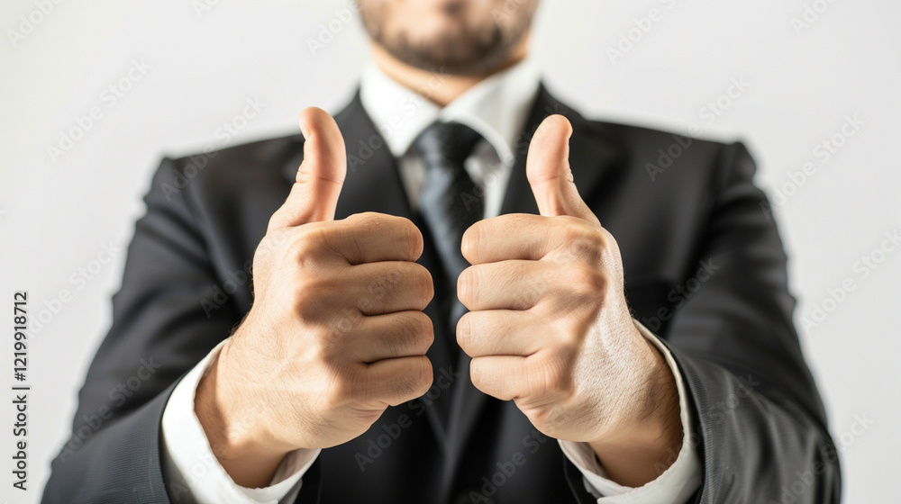 Thumbs up Gesture, A boss who is optimistic about overcoming challenges ...