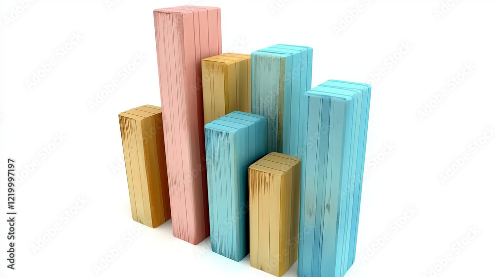 explore minimalist 3d pastel wooden blocks bar graph infographic for ...