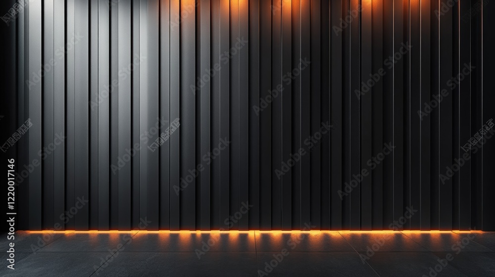 Black Vertical Panel Wall with Soft Ambient Light and Textured Surface ...