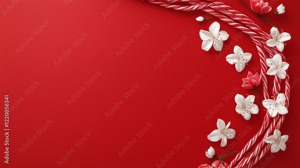 Greeting Card and Banner Design for Baba Marta Day with red background ...
