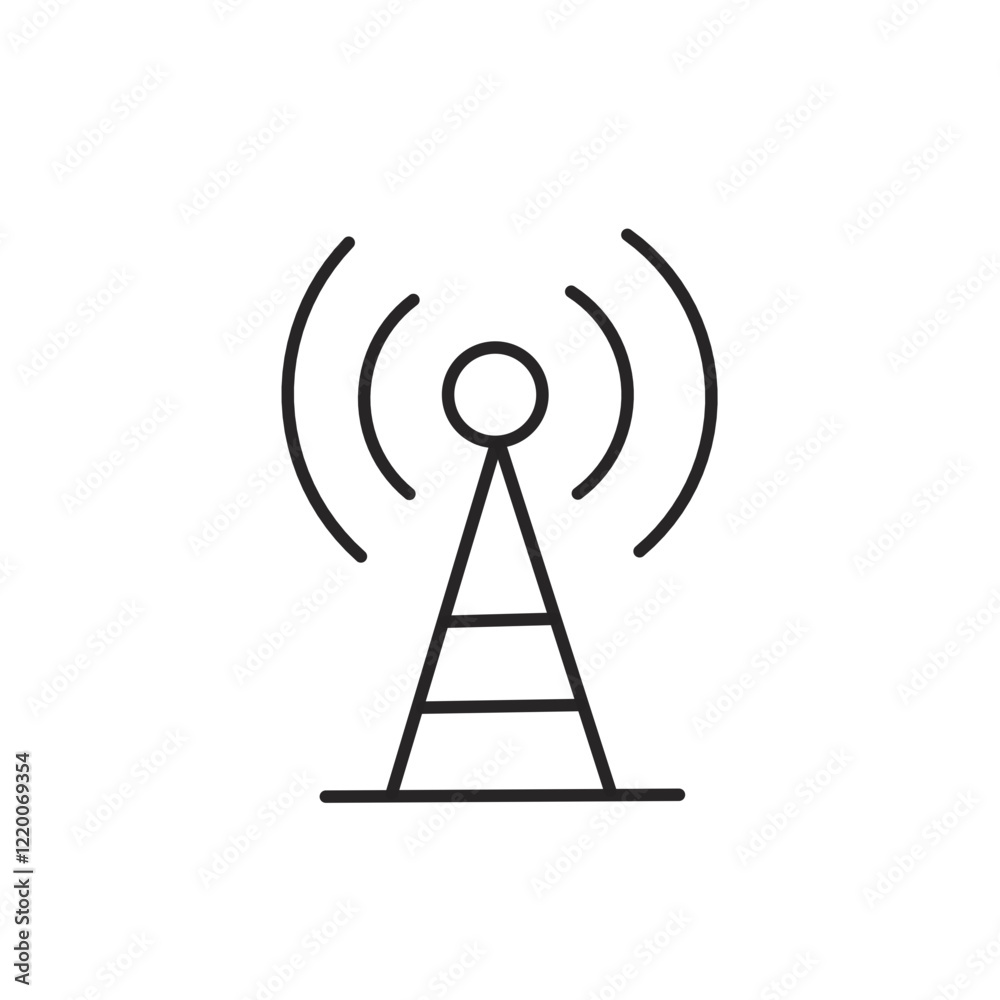 Wave transmitting tower and radio mast icon,vector signal mast. Stock ...