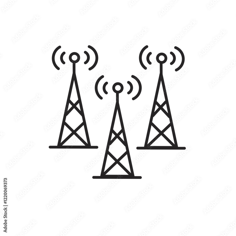 Wave transmitting tower and radio mast icon,vector signal mast. Stock ...