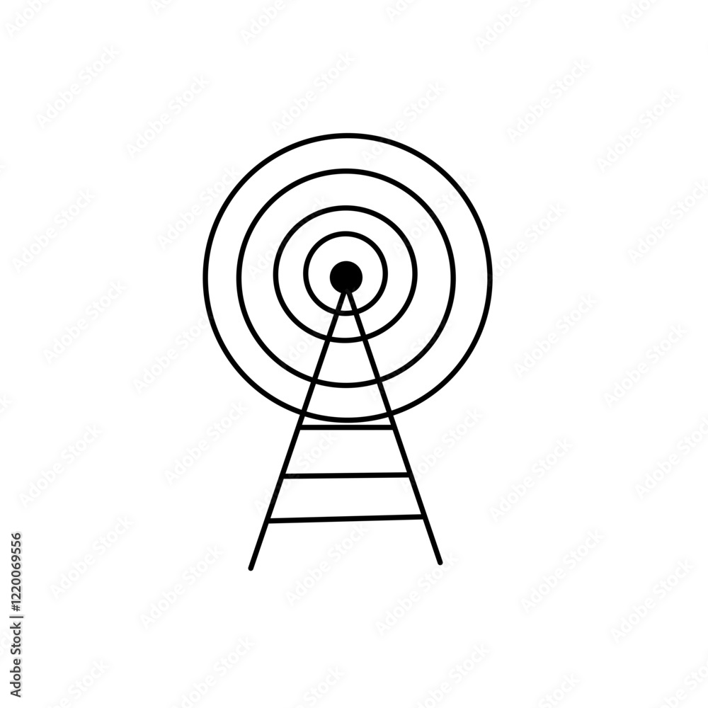Wave transmitting tower and radio mast icon,vector signal mast. Stock ...