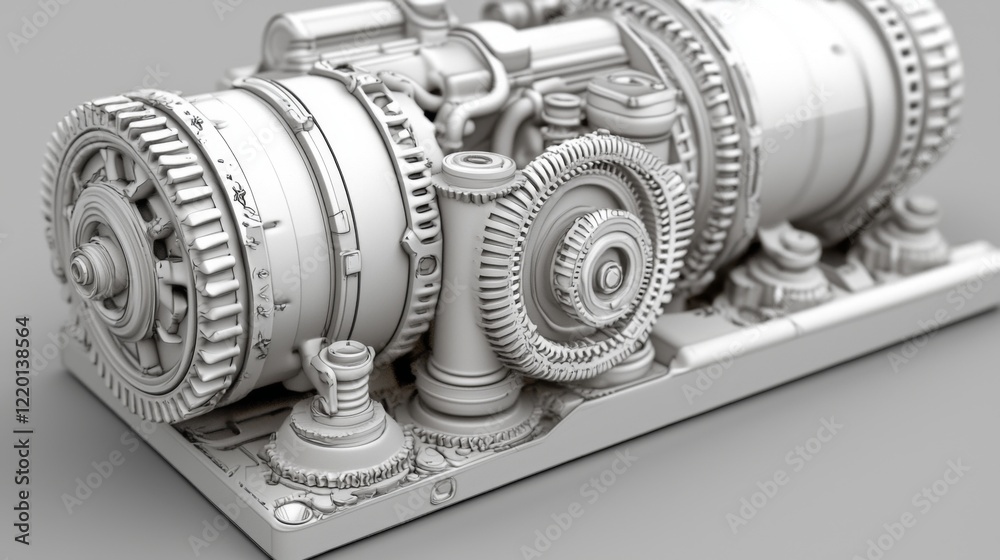 Detailed Mechanical Engine Component with Intricate Gear Systems and ...