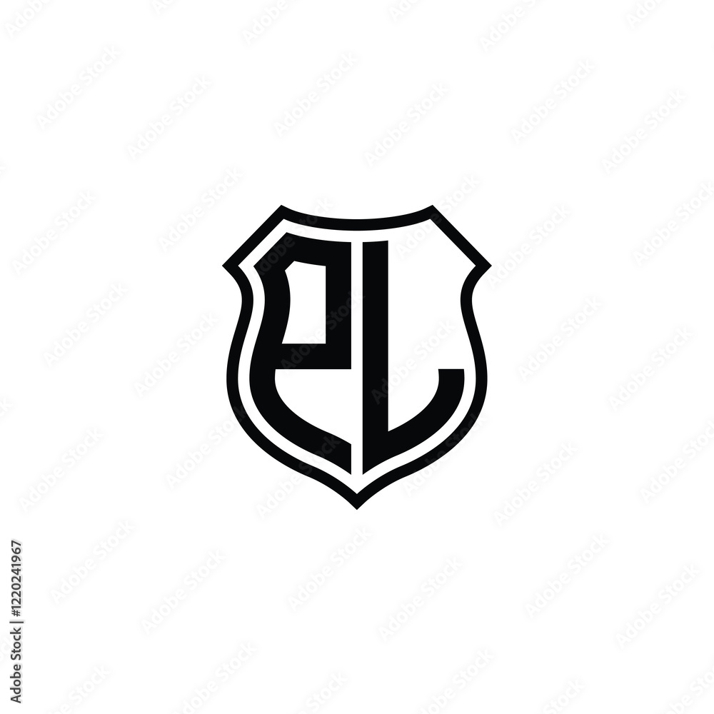 PL monogram logo design letter text name symbol monochrome logotype ...