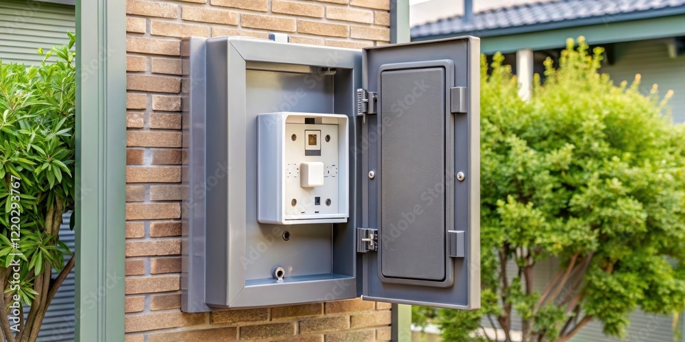 Exterior wall mounted outdoor electrical box with weatherproof housing ...