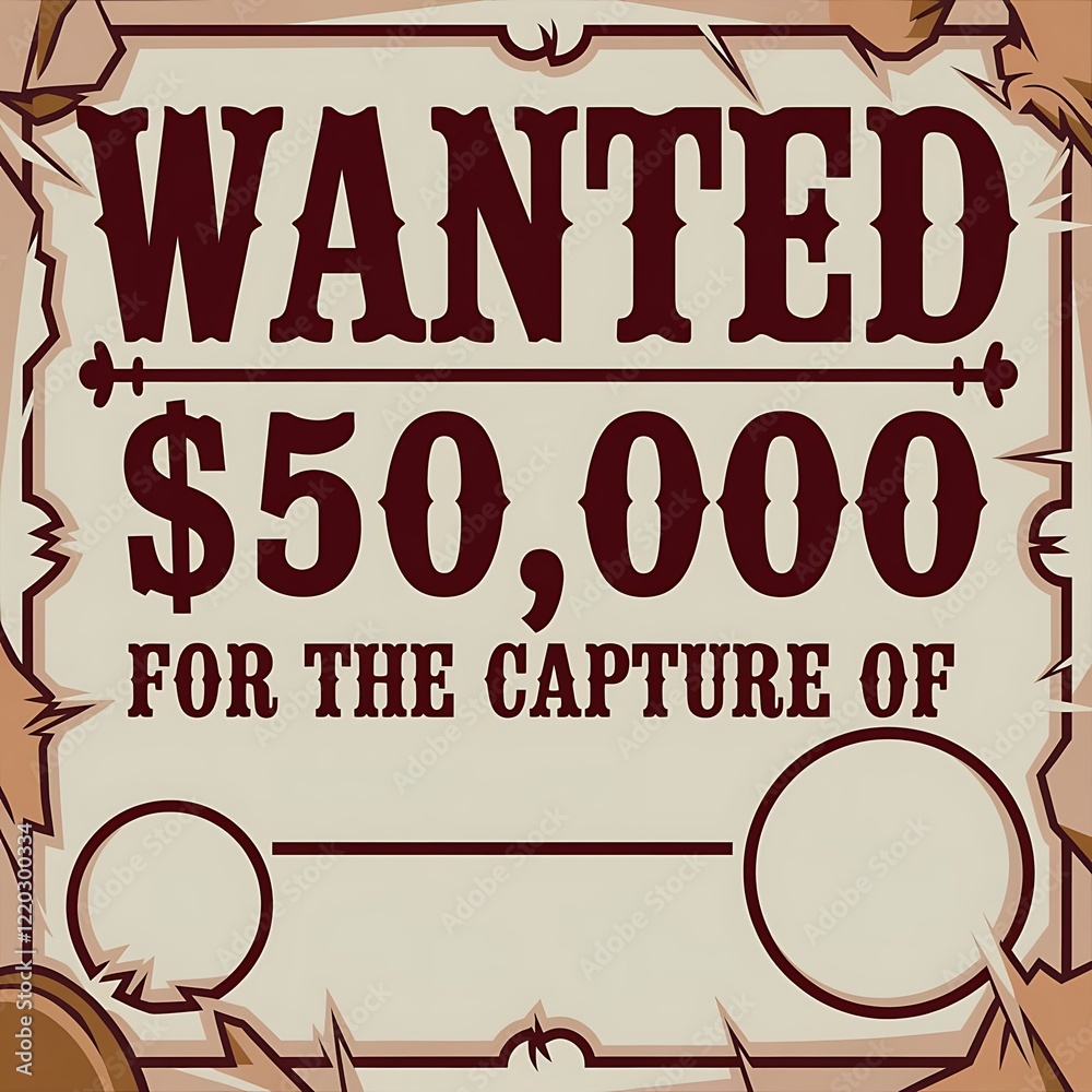 Ilustración de Stock Traditional Western Wanted Poster with Bold Reward ...