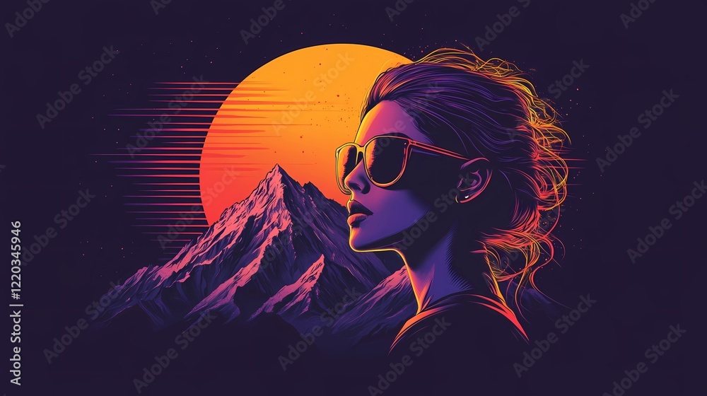 Synthwave-inspired retrowave background featuring glowing lights and ...