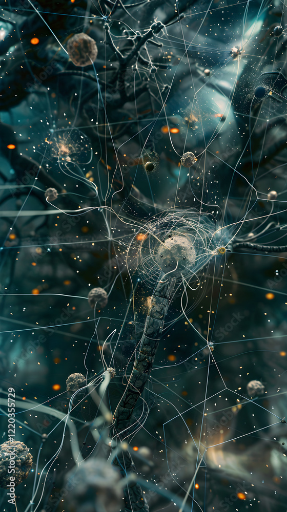 Illustration Showing a Complex Neural Network Architecture for AI and ...