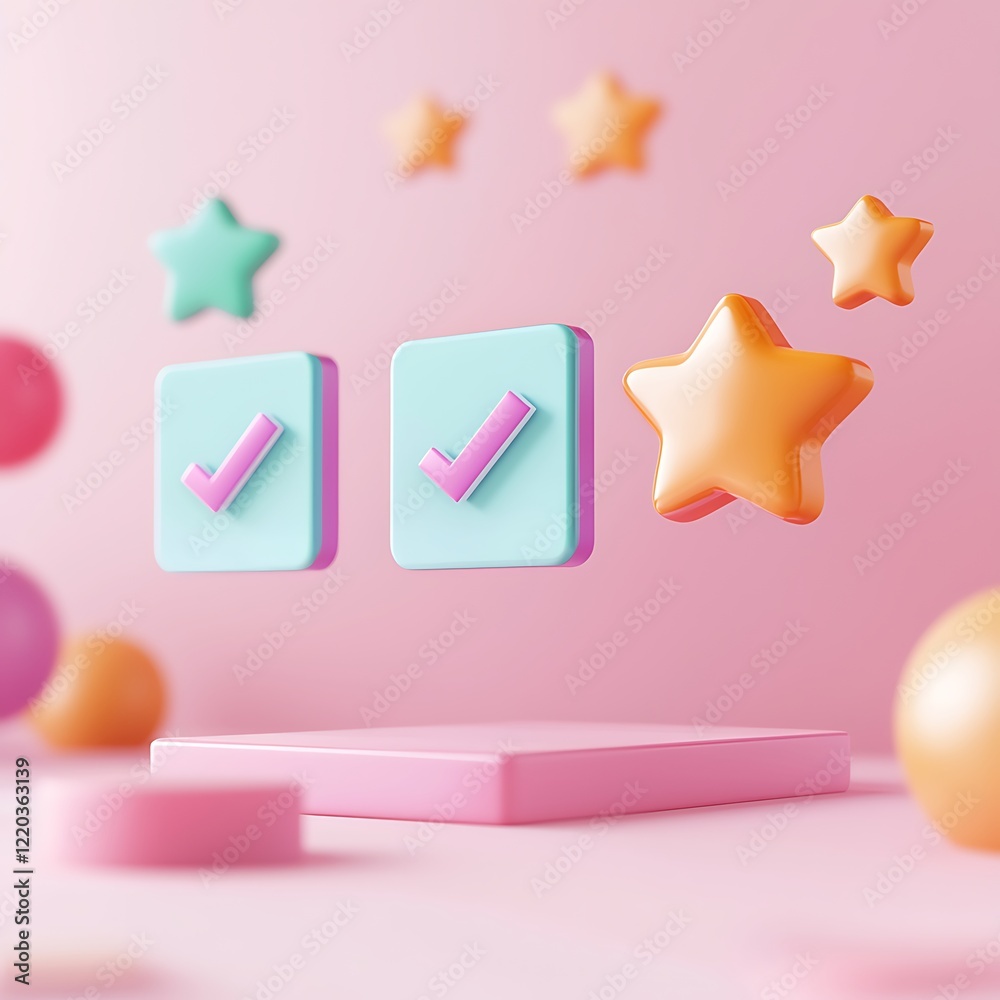 user review experience verified Colorful 3D icons of checkmarks and ...