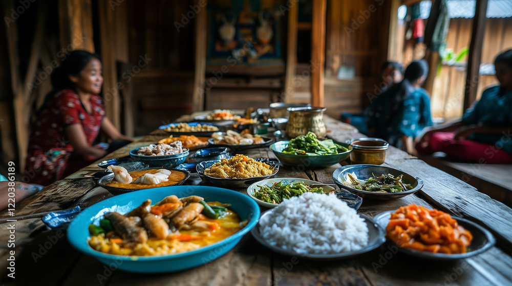 Sajibu Cheiraoba, a table full of colorful traditional Manipuri dishes ...