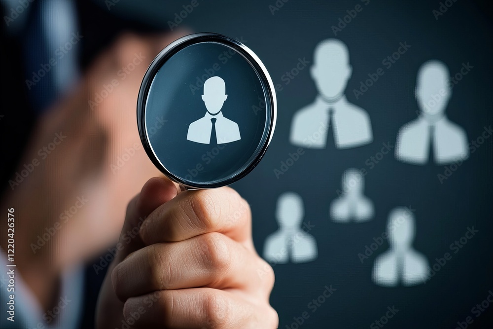 Magnifier glass with businessman icon and resume for human resource and ...
