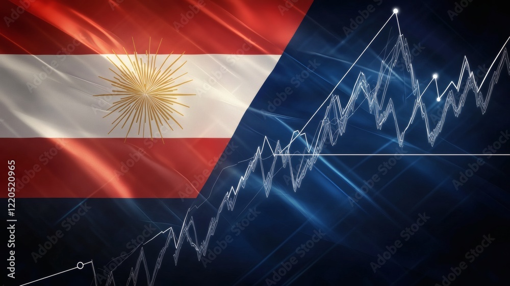 Argentinian Flag with Stock Market Graph Showing Economic Growth Stock ...