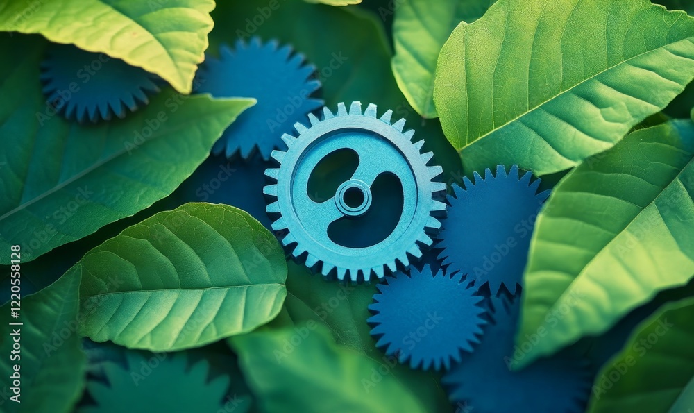 ISO 14001 Environmental Management System Concept: Gear Set Among Blue ...