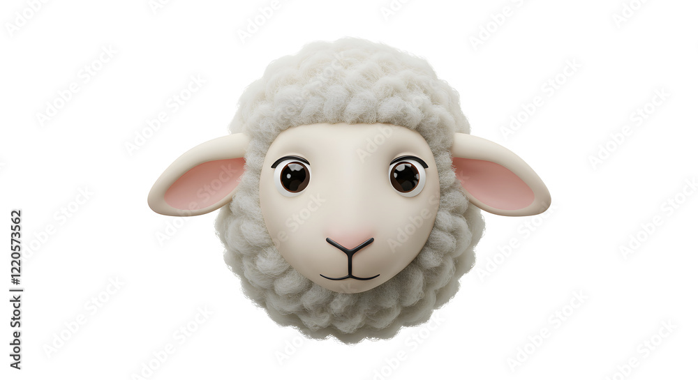 Cute 3D Sheep Face Emoji Cartoon Illustration isolated on white ...
