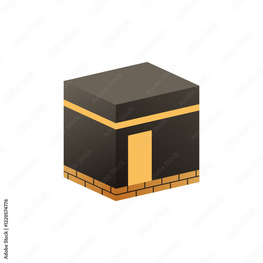 Kaaba icon in color fill flat vector style. 3D illustration of The Ka ...