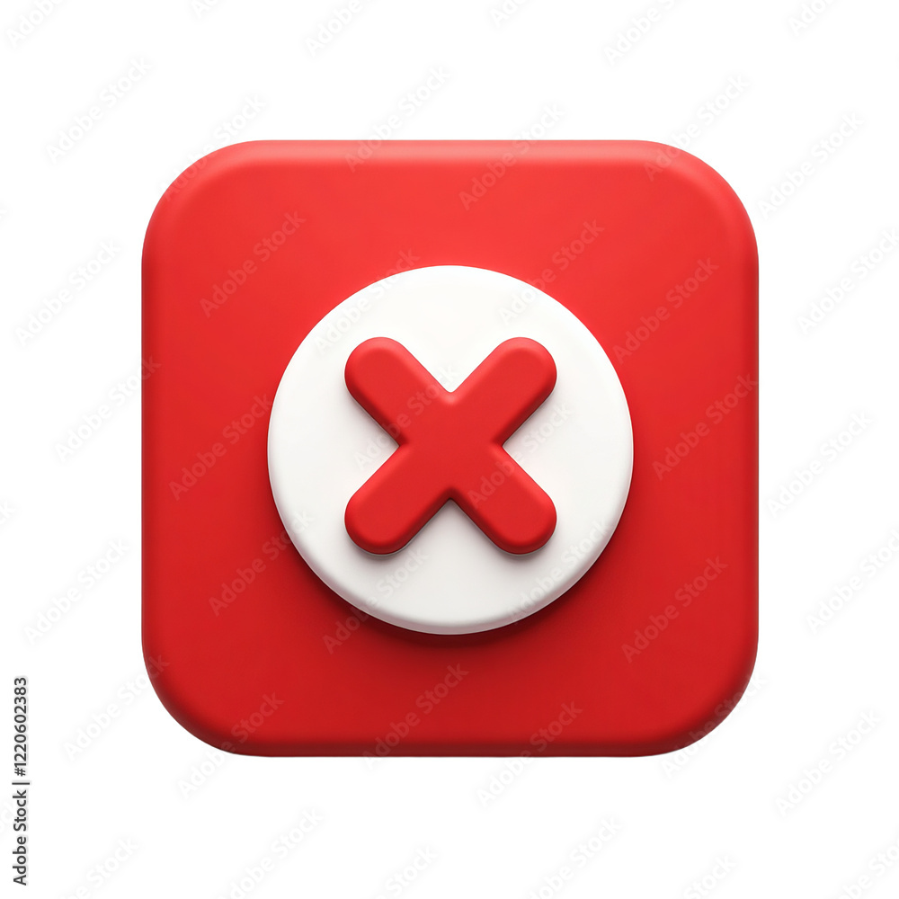 Red square with a white circle and a red X, transparent background ...